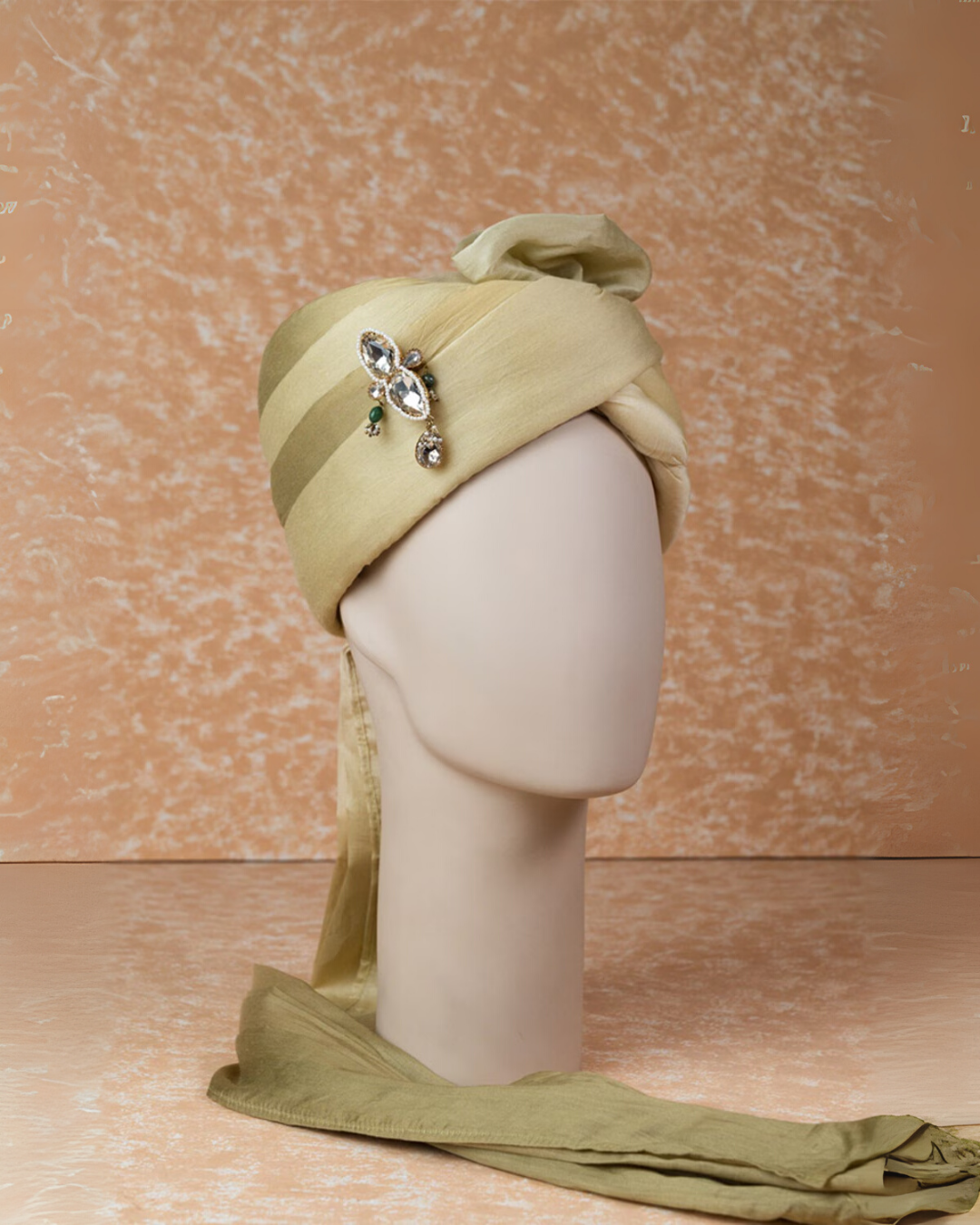 Olive Gold Regal Feta Groom Safa Pagdi Turban with Brooch | Traditional ...