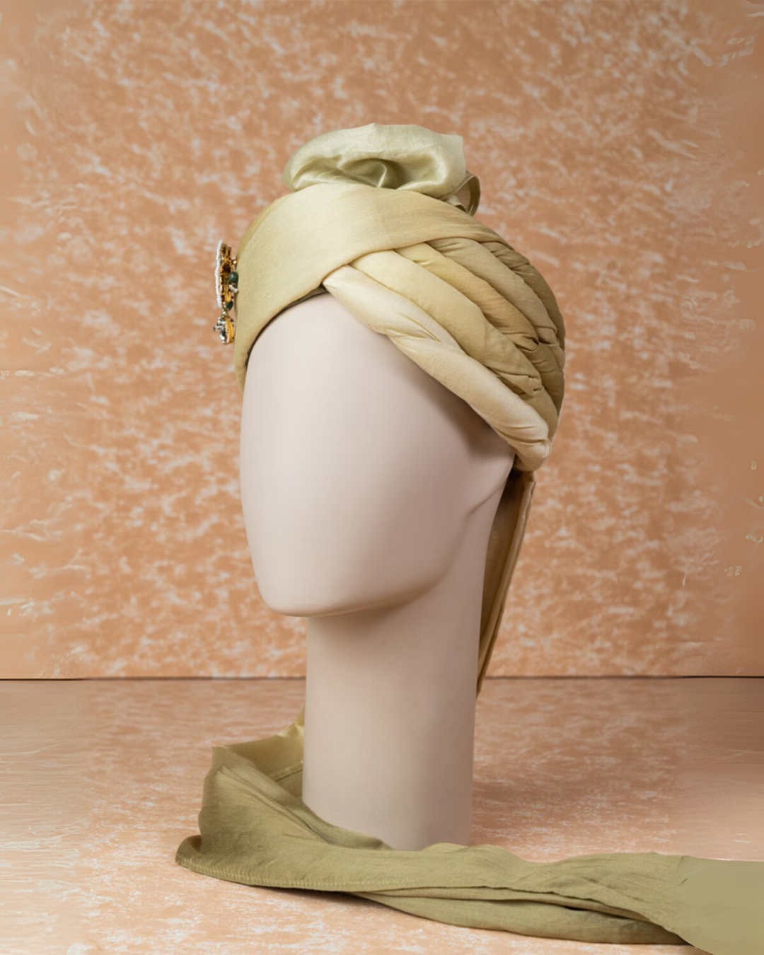 Olive Gold Regal Feta Groom Safa Pagdi Turban with Brooch | Traditional ...